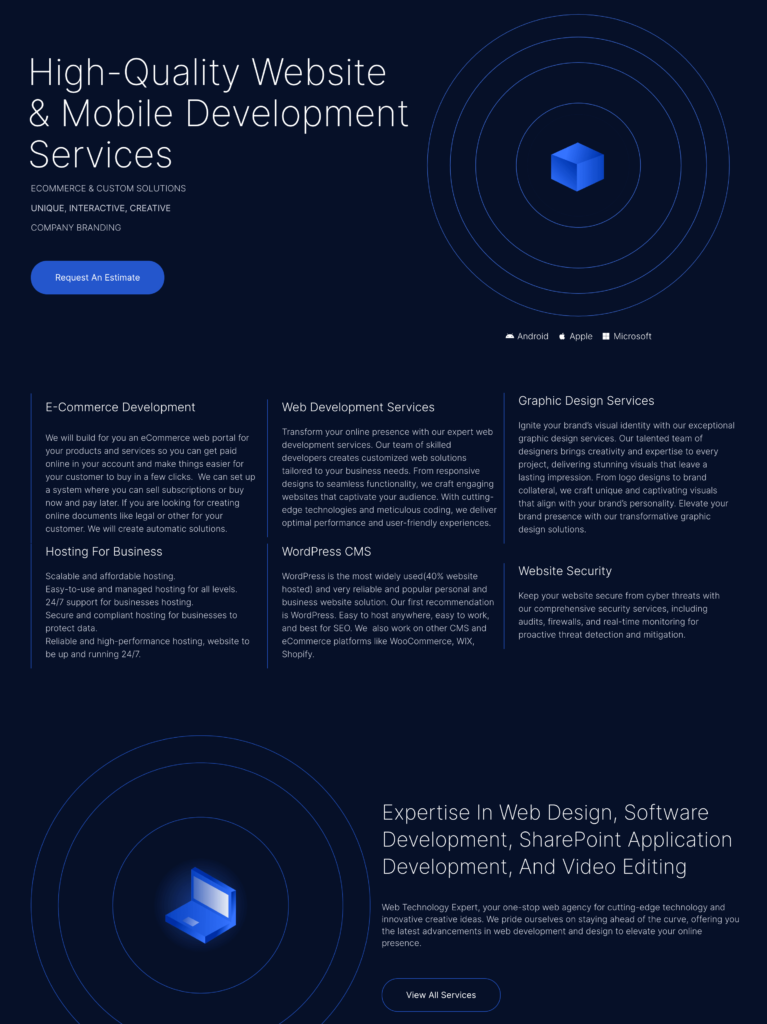 High-Quality Website & Mobile Development Services - Web Technology Expert