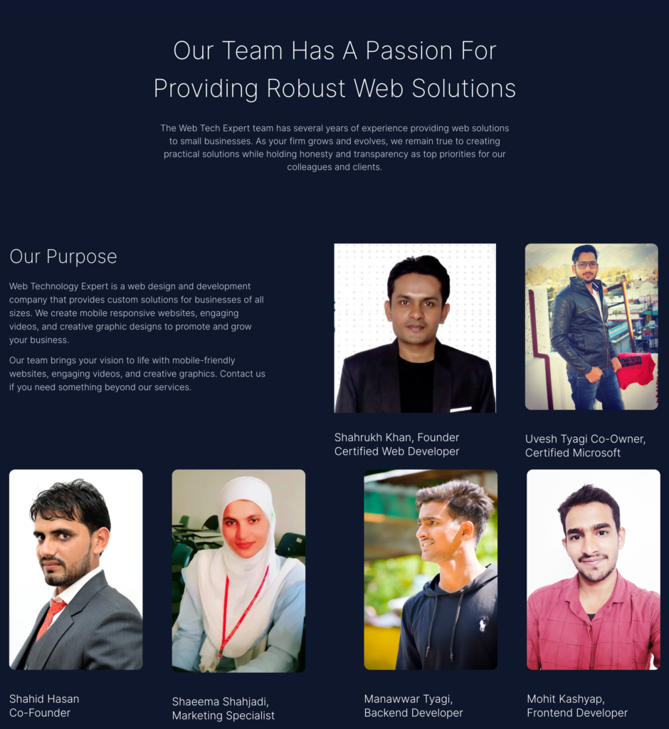 Web Design And Development Company - About Us - Web Technology Expert